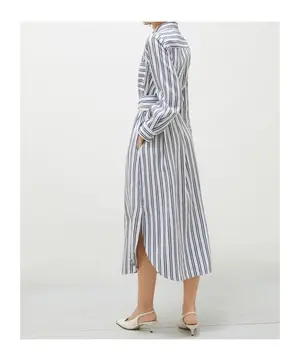 Marella Long Sleeve Striped Shirt Dress With Tie Waist