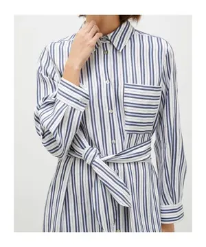 Marella Long Sleeve Striped Shirt Dress With Tie Waist