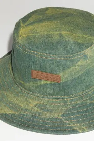 Acne Studios Acid-wash Denim Bucket Hat - Green