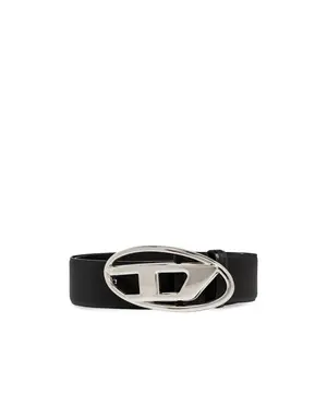 DIESEL® 1dr Logo-buckle Leather Belt - Black