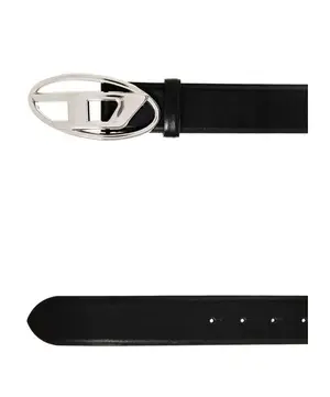 DIESEL® 1dr Logo-buckle Leather Belt - Black