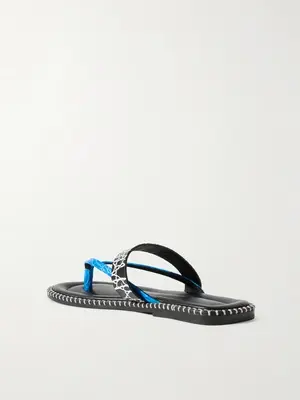 Dries Van Noten Whipstitched Croc-effect Leather Sandals