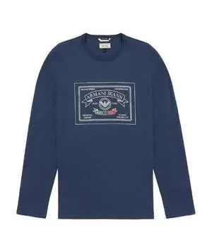 Emporio Armani T-shirt With Round Neck And Long Sleeves - Blue