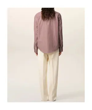 AMI Paris Striped Logo Embroidered Shirt