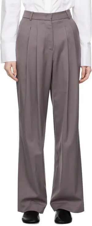 LOW CLASSIC Pleated High-waist Wide Leg Trousers - Black
