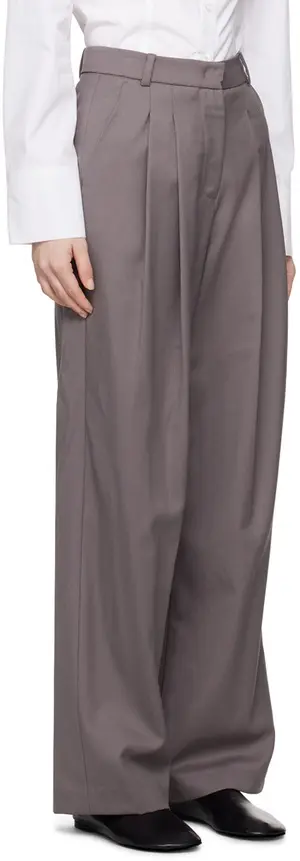 LOW CLASSIC Pleated High-waist Wide Leg Trousers - Black
