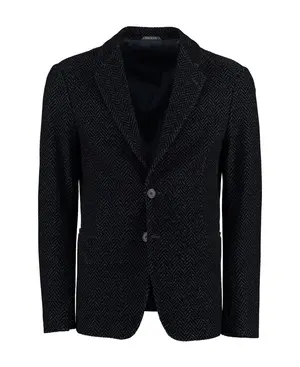 Giorgio Armani Chevron-jacquard Single-breasted Blazer