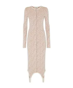 Fendi Floral Motif Cut-out Asymmetric Hem Dress - Brown