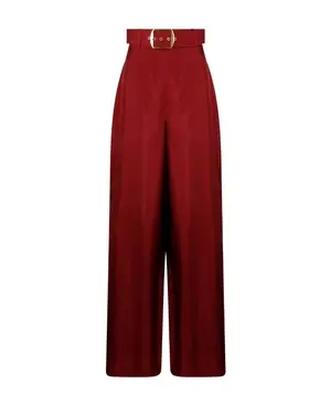 Zimmermann Belted Silk Wide-leg Trousers