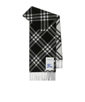 Burberry Checked Fringed-edge Scarf - Black