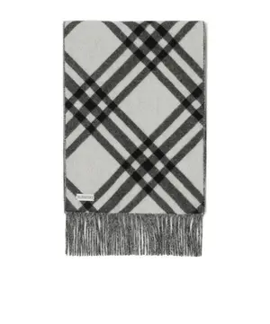 Burberry Checked Fringed-edge Scarf - Black