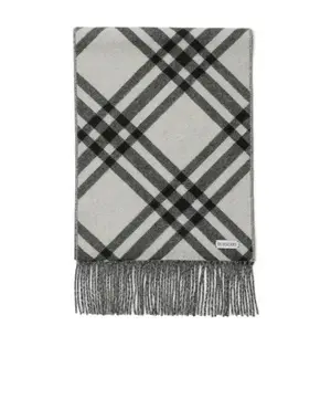 Burberry Checked Fringed-edge Scarf - Black
