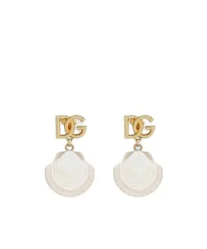 Dolce & Gabbana Dg Logo Lettering Shell Earrings - Yellow