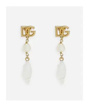 Dolce & Gabbana Dg Logo Lettering Shell Earrings - Yellow
