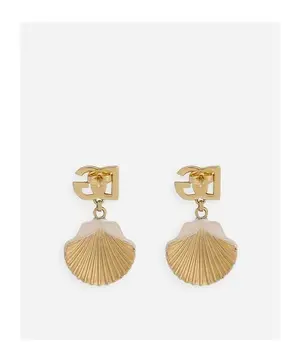 Dolce & Gabbana Dg Logo Lettering Shell Earrings - Yellow
