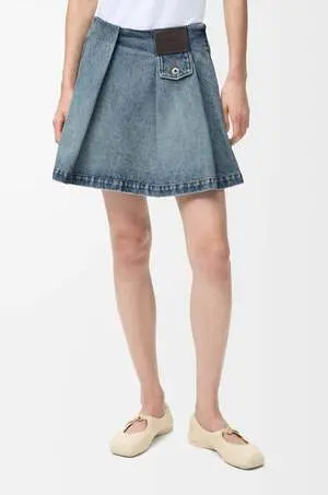 Loewe Pleated Pocket Denim Skirt - Washed Denim