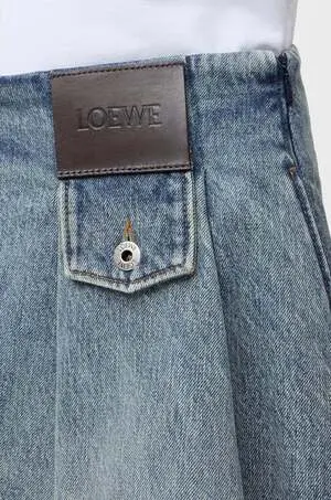 Loewe Pleated Pocket Denim Skirt - Washed Denim