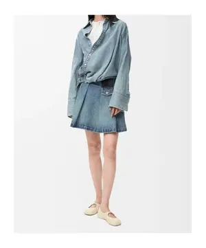 Loewe Pleated Pocket Denim Skirt - Washed Denim