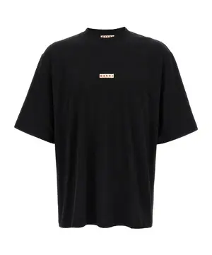 Marni Logo Patch Drop Shoulder T-shirt - Black