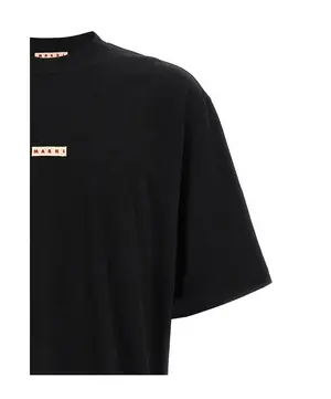 Marni Logo Patch Drop Shoulder T-shirt - Black