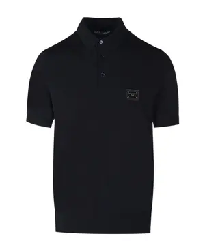 Dolce & Gabbana Dolce Gabbana Logo-plaque Short-sleeved Polo Shirt - Black