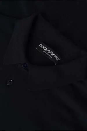 Dolce & Gabbana Dolce Gabbana Logo-plaque Short-sleeved Polo Shirt - Black