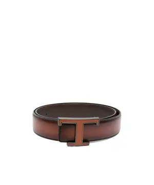 TOD'S Timeless Reversible Leather Belt - Black