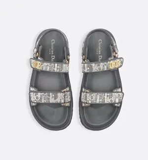 Dior Logo Plaque Sandals - Gray