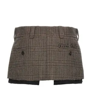 Miu Miu Pleated Plaid Mini Skirt - Brown