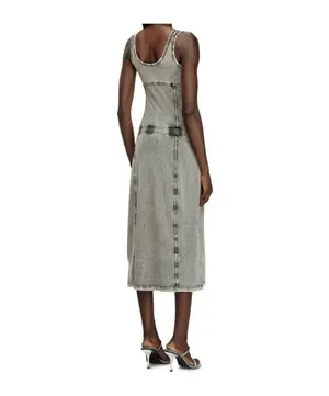 DIESEL® D-inny Sleeveless Midi Dress In Distressed Denim