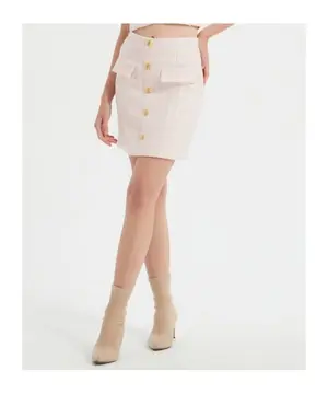 MARISSA CHIARA Gold Button Textured Skirt