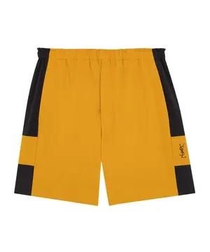 Saint Laurent Cassandre Color-block Bermuda Shorts - Curry/black