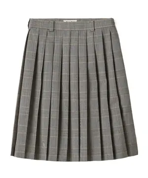 Miu Miu Prince Of Wales Check Pleated Skirt - Gray