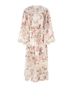 Zimmermann Awaken Embroidered Midi Dress - Nude