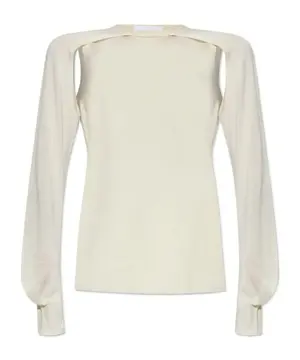 Helmut Lang Crewneck Jumper With Cut-out Detail - White