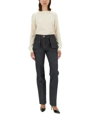 Helmut Lang Crewneck Jumper With Cut-out Detail - White