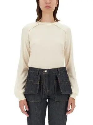 Helmut Lang Crewneck Jumper With Cut-out Detail - White