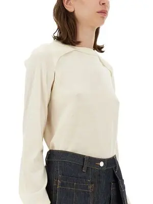 Helmut Lang Crewneck Jumper With Cut-out Detail - White