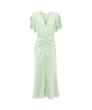 Victoria Beckham Gathered V-neck Midi Dress
