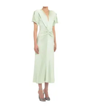 Victoria Beckham Gathered V-neck Midi Dress