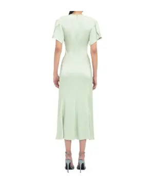 Victoria Beckham Gathered V-neck Midi Dress