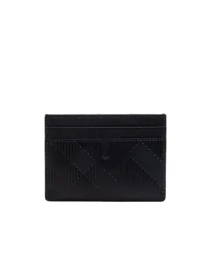 Burberry Check Embossed Card Holder - Black