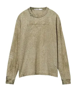 Alexander Wang Logo Embossed Tie-dye Long Sleeve T-shirt