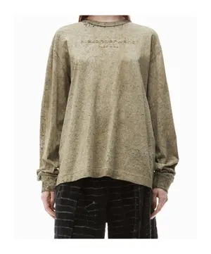 Alexander Wang Logo Embossed Tie-dye Long Sleeve T-shirt