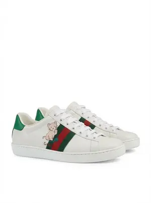 Gucci Ace Low-top Sneakers With Cat Embroidery - Multicolor
