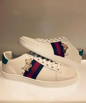 Gucci Ace Low-top Sneakers With Cat Embroidery - Multicolor