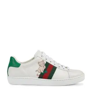 Gucci Gucci Ace Low-Top Sneakers With Cat Embroidery Multicolor
