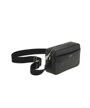FERRAGAMO Monogram Jacquard Zipped Crossbody Bag - Black/gray