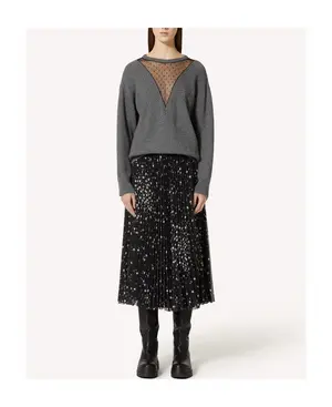 Red Valentino Pleated Midi Skirt With Star Print