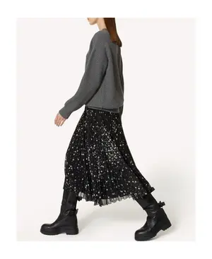 Red Valentino Pleated Midi Skirt With Star Print